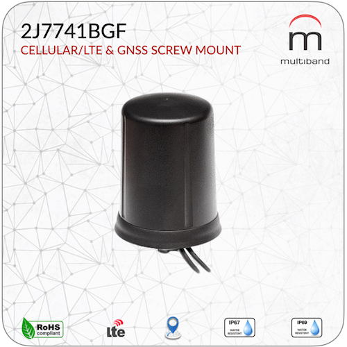 2J7741BGF CELLULAR/LTE & GNSS SCREW MOUNT ANTENNA | Multiband Antennas Limited